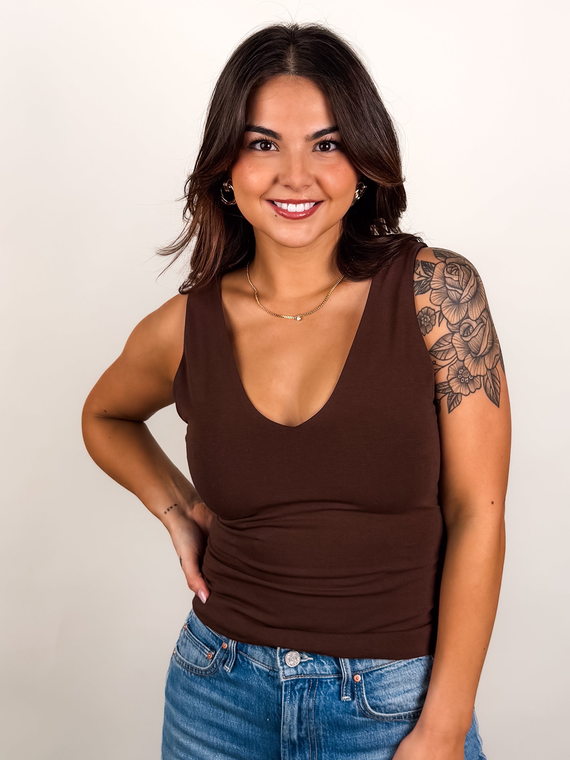 Valentina Cotton Core V Neck Tank — Out of Town Clothing