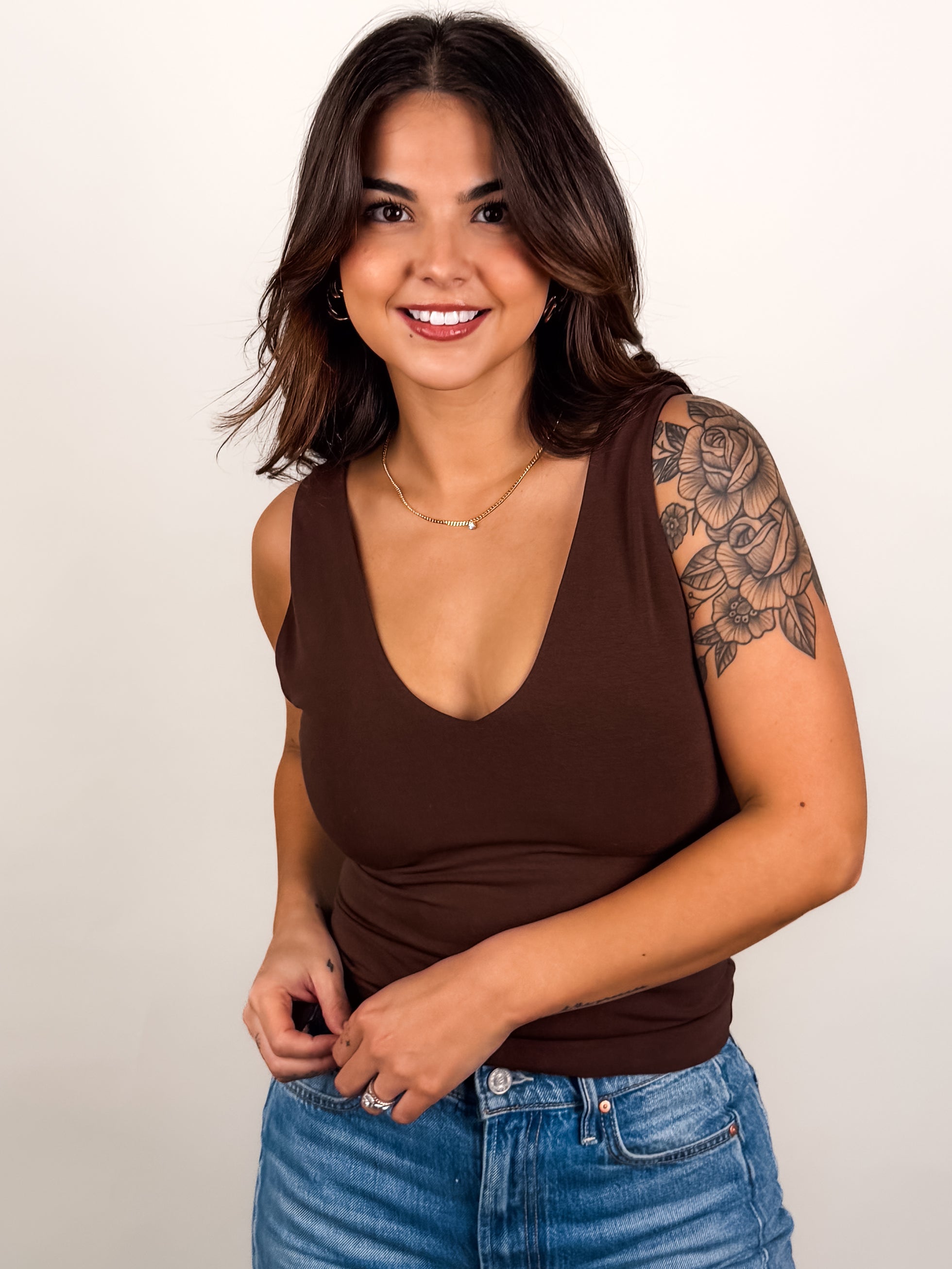 Valentina Cotton Core V Neck Tank — Out of Town Clothing