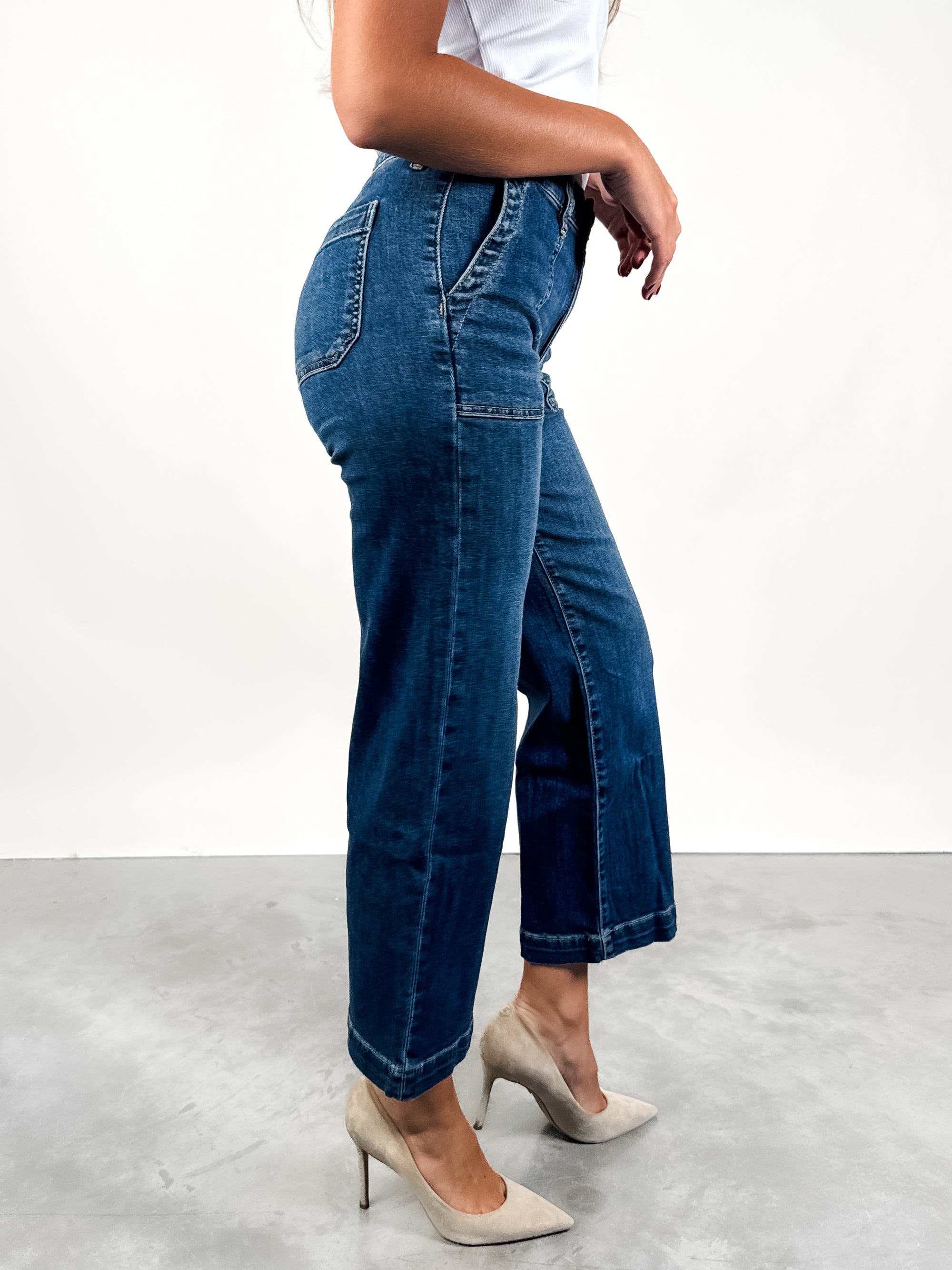 Charlotte High Rise Wide Leg in Reflective — Out of Town Clothing